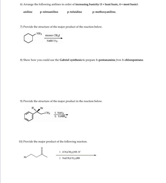 Solved 6) Arrange the following anilines in order of | Chegg.com