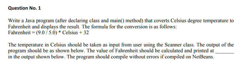 Solved Question No. 1 Write a Java program (after declaring | Chegg.com