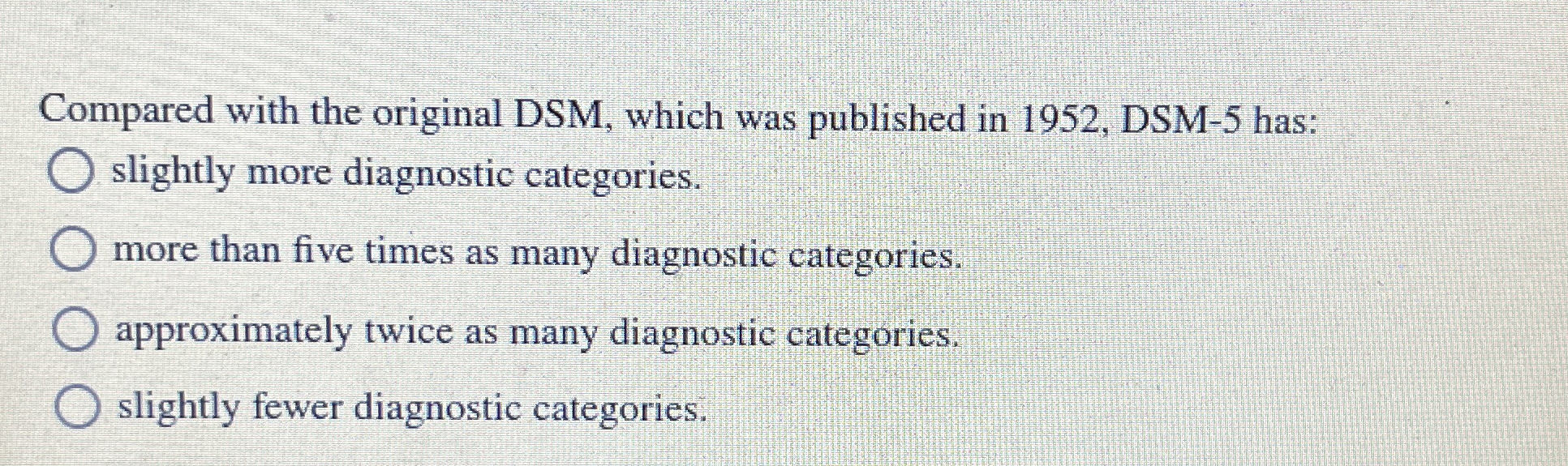 Solved Compared with the original DSM, ﻿which was published | Chegg.com