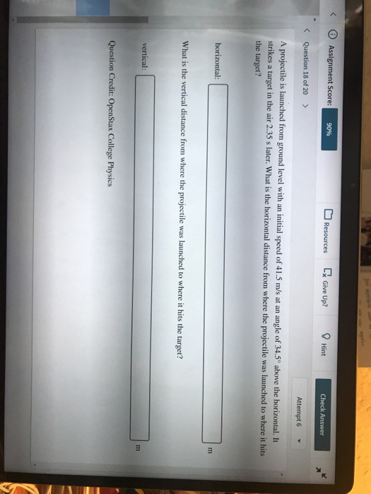 Solved Assignment Score: 90% Resources x Give Up? Hint Check | Chegg.com