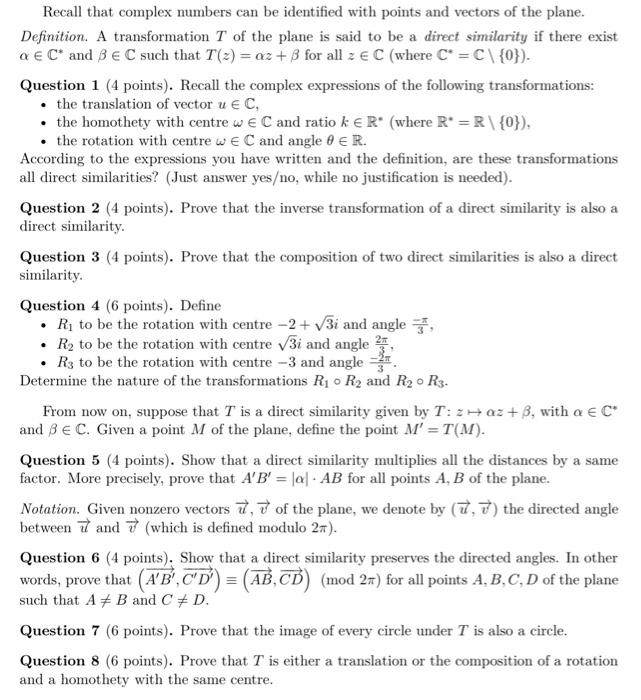 Solved Recall that complex numbers can be identified with | Chegg.com