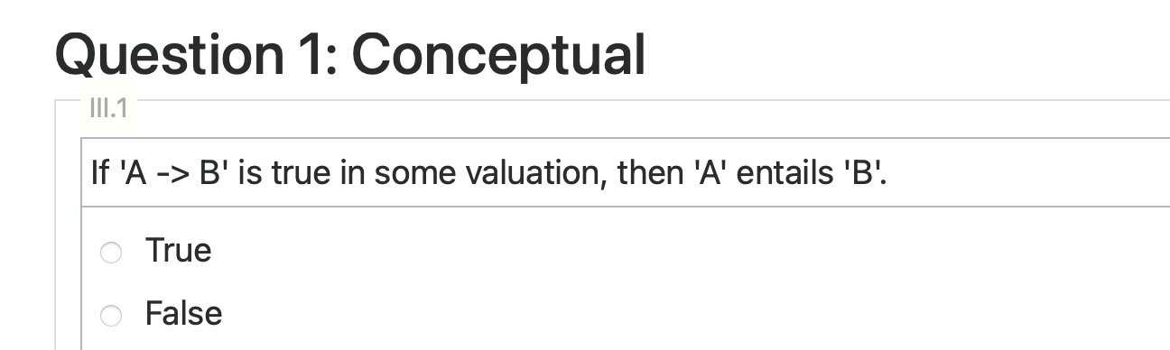 Solved Question 1: ConceptualIf 'A -> B ' ﻿is true in some | Chegg.com
