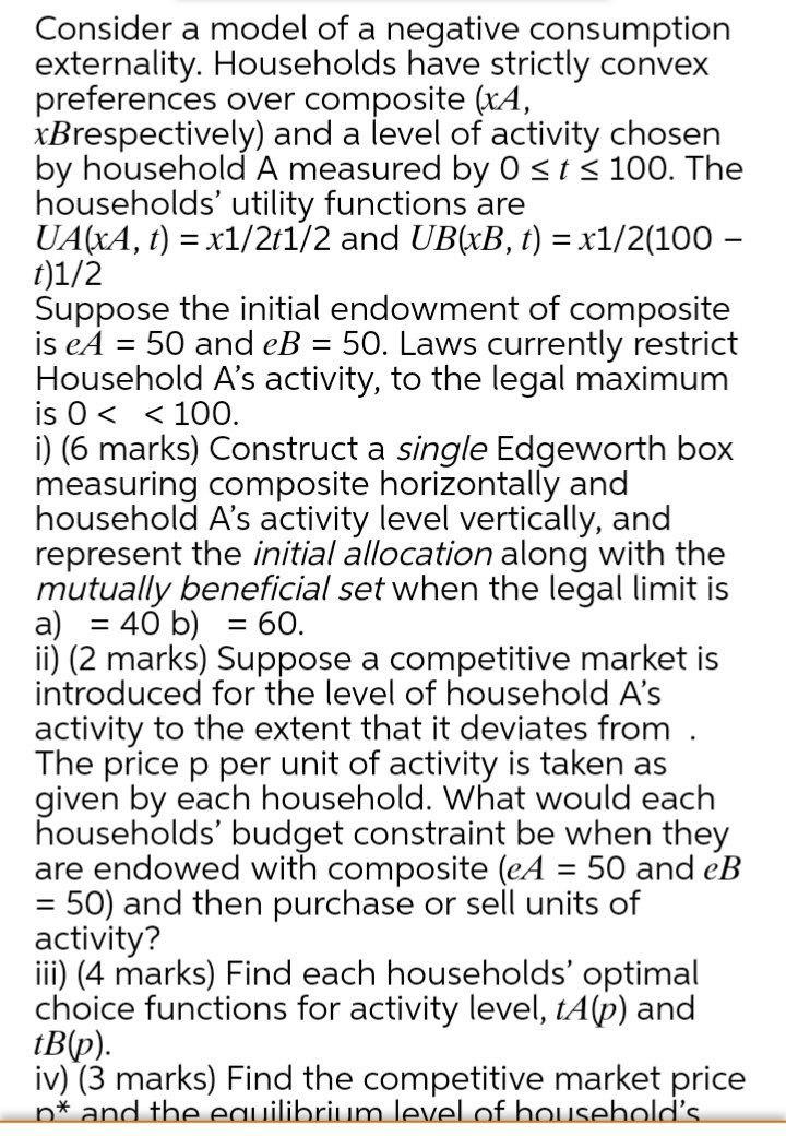 Solved Consider a model of a negative consumption | Chegg.com