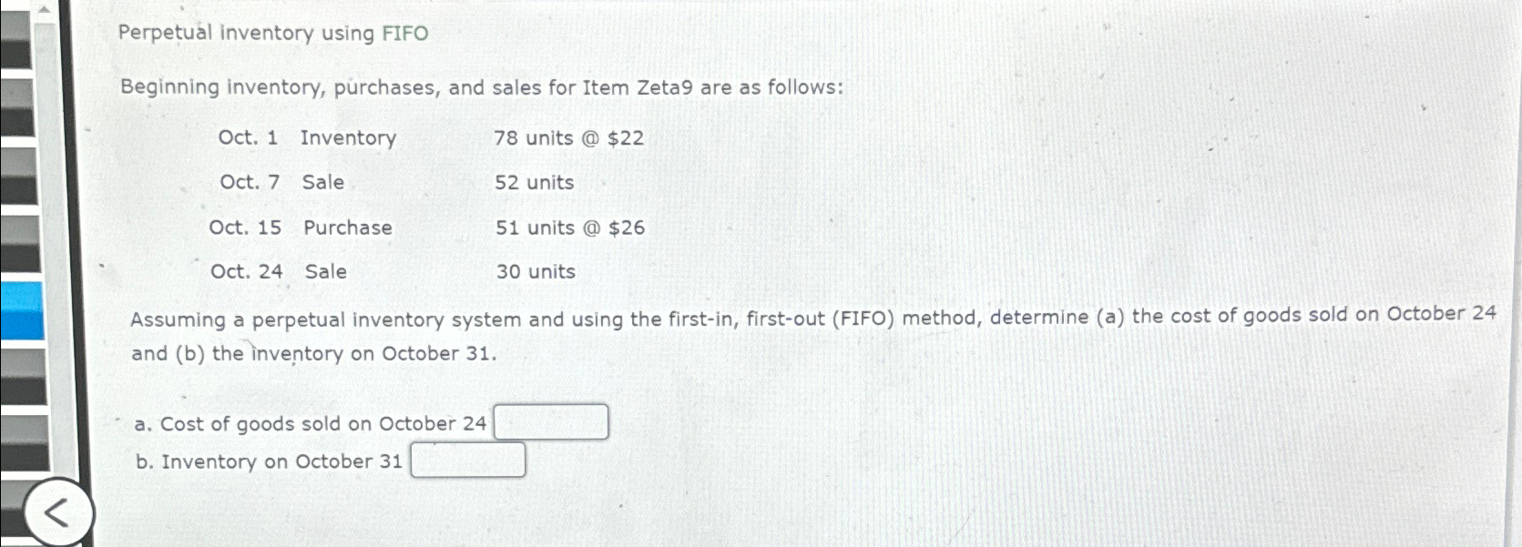 Solved Perpetual inventory using FIFOBeginning inventory, | Chegg.com