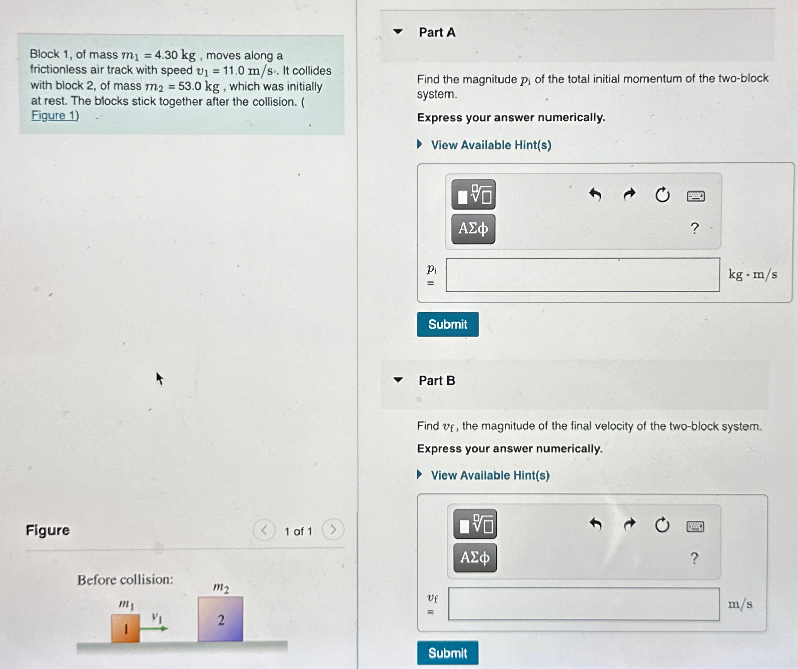 Solved Block 1, ﻿of mass m1=4.30kg, ﻿moves along a | Chegg.com