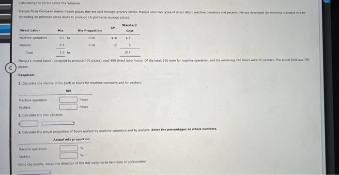 Solved Caiculanng the Orect Labor Nix Vallabce permat. | Chegg.com