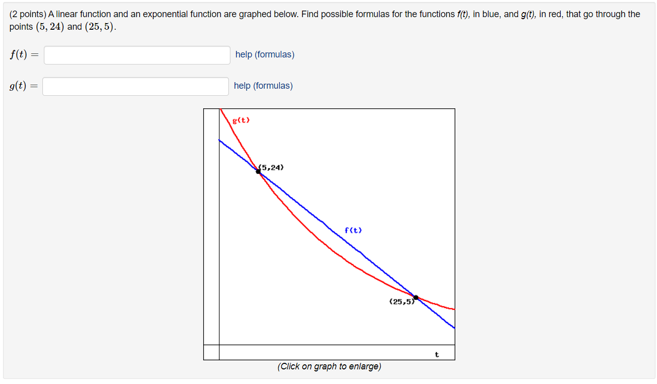 Solved ( 2 ﻿points) ﻿A linear function and an exponential | Chegg.com