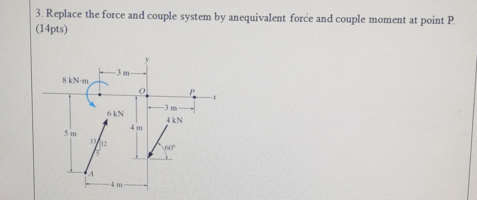 Solved 3. Replace the force and couple system by | Chegg.com