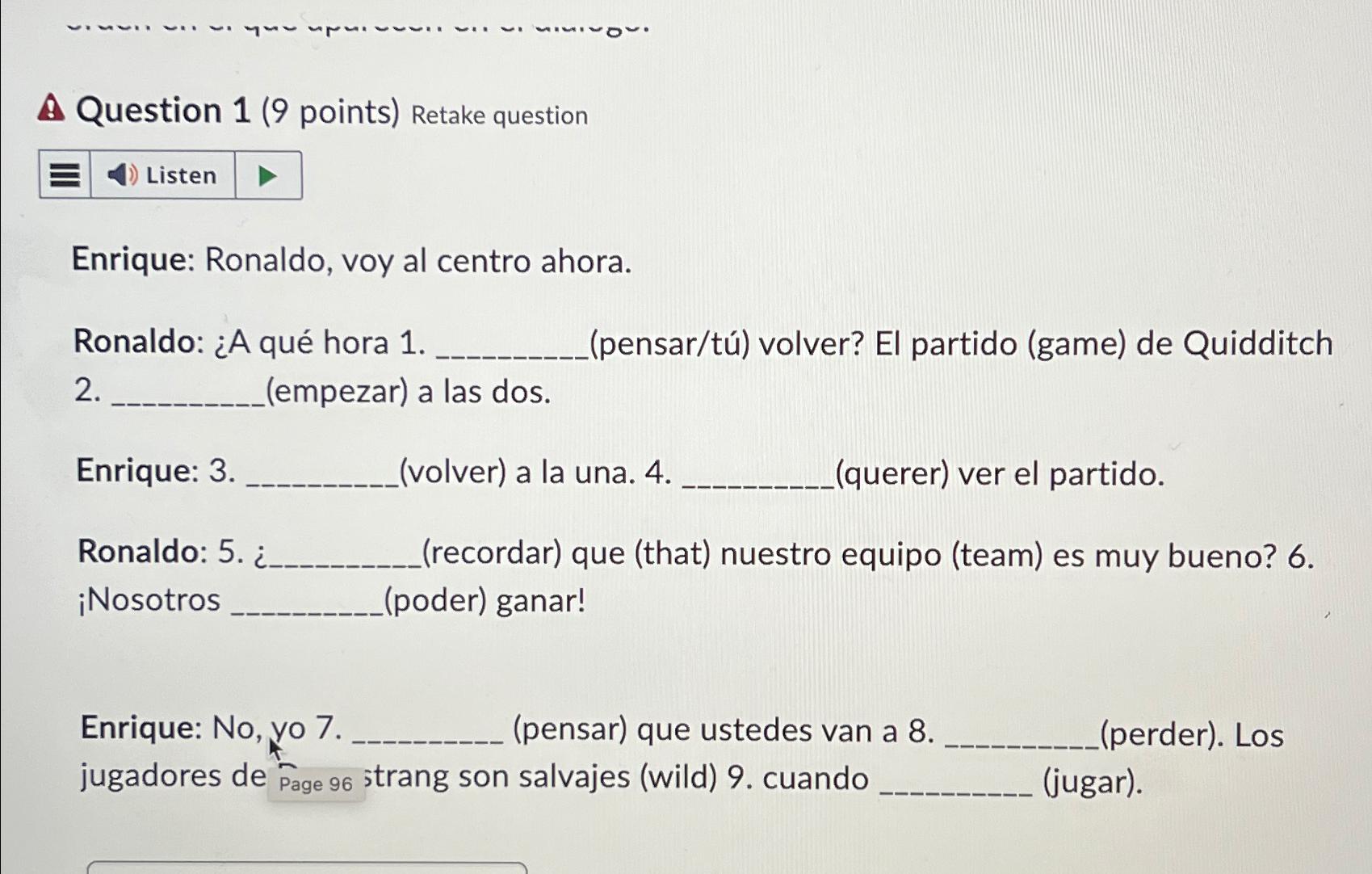 Solved Question 1 (9 points) Retake questionListenEnrique: | Chegg.com Solved Question 1 (9 points) Retake questionListenEnrique: | Chegg.com