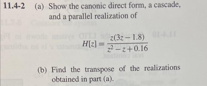 Solved a) Show the canonic direct form, a cascade, and a | Chegg.com