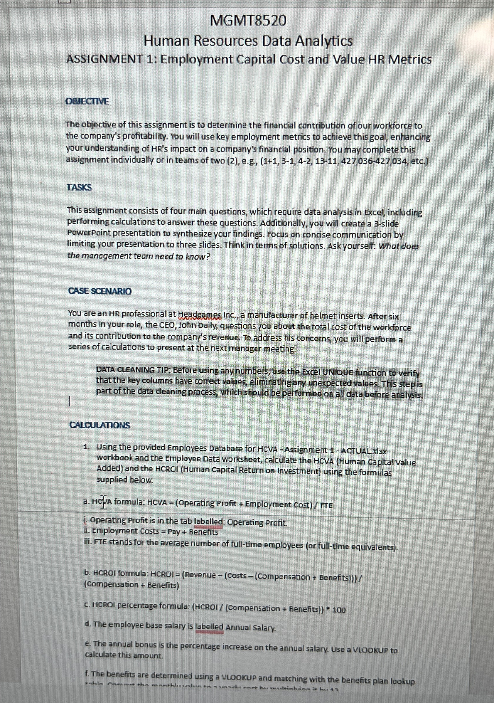 Solved MGMT8520Human Resources Data AnalyticsASSIGNMENT 1: | Chegg.com