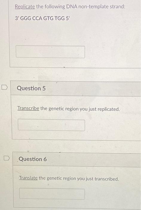 Solved Replicate the following DNA non-template strand: 3' | Chegg.com