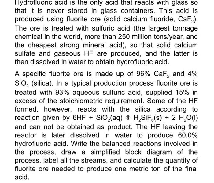 Solved Hydrofluoric acid is the only acid that reacts with | Chegg.com