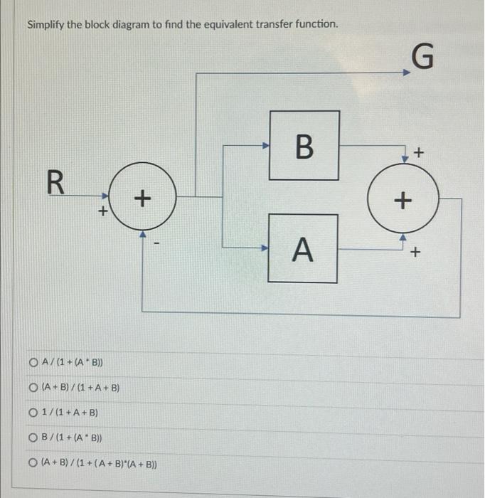 Solved Simplify the block diagram to find the equivalent | Chegg.com