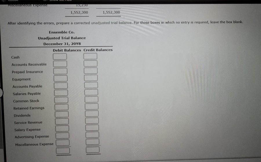 Solved Errors in Trial Balance Identify the errors in the | Chegg.com