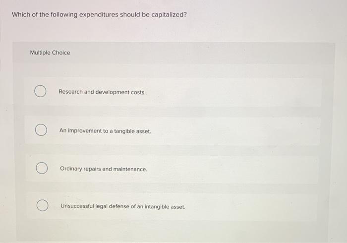 Solved Which of the following expenditures should be | Chegg.com