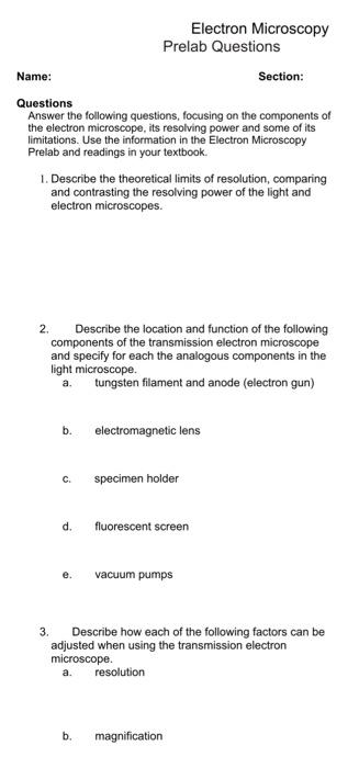 Solved Name: Section: Questions Answer the following | Chegg.com