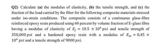 Solved (2) Calculate (a) the modulus of elasticity, (b) the | Chegg.com