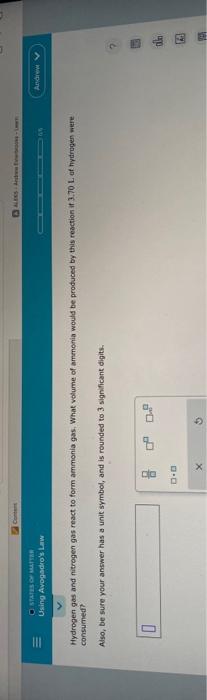 Solved Hydrogen gas and nitrogen gas react to form ammonia | Chegg.com