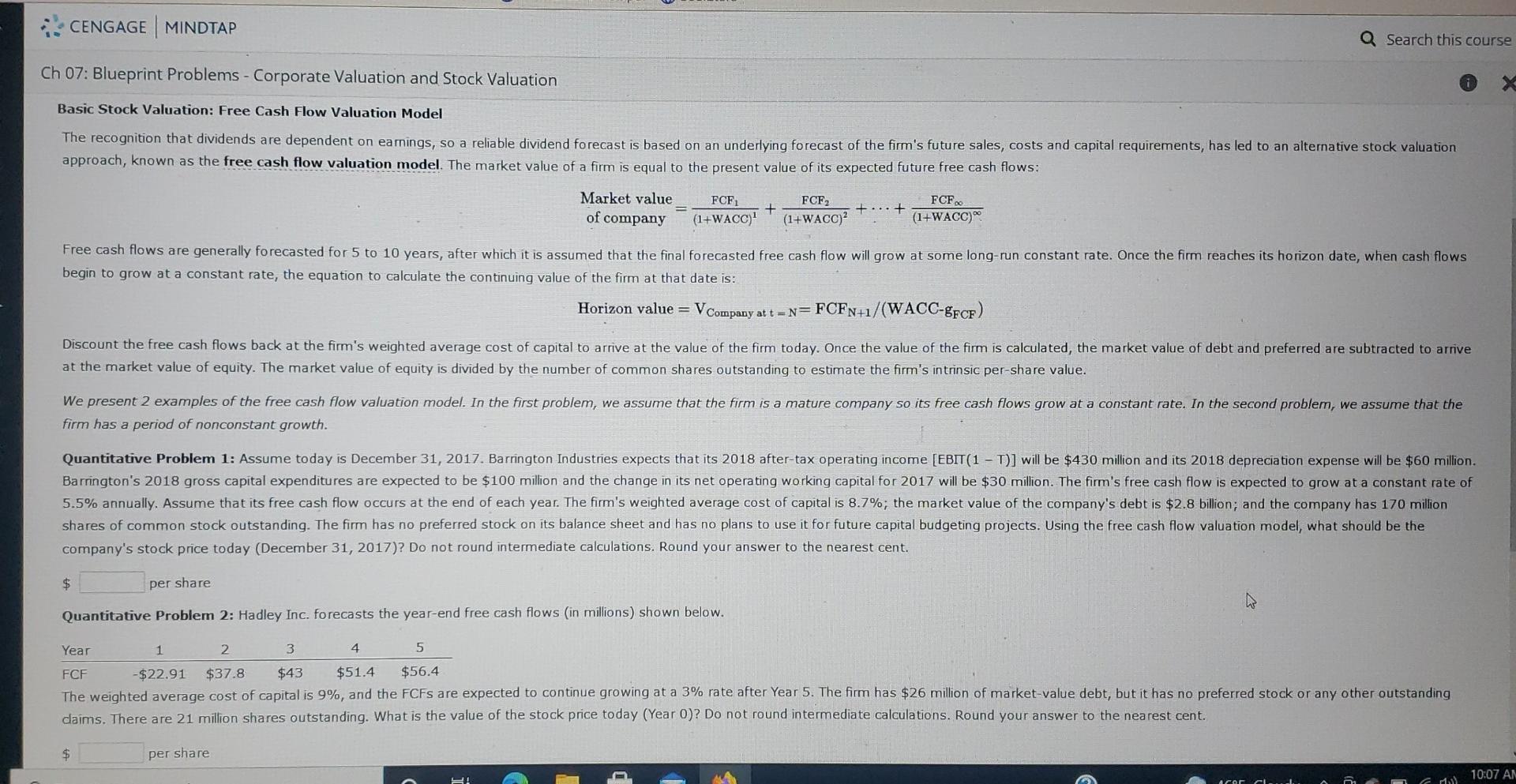 CENGAGE MINDTAP Q Search this course Ch 07: Blueprint | Chegg.com
