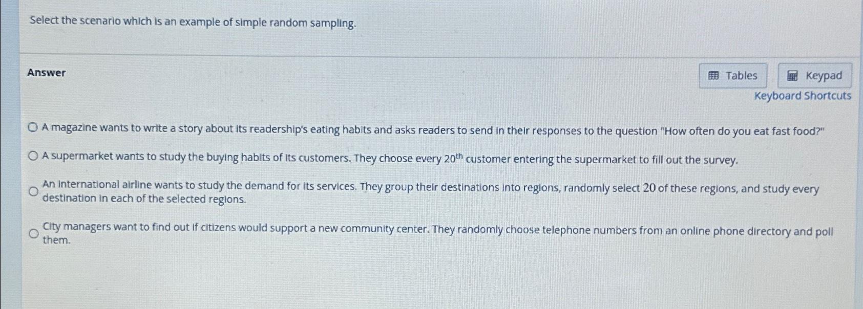 Solved Select the scenario which is an example of simple | Chegg.com