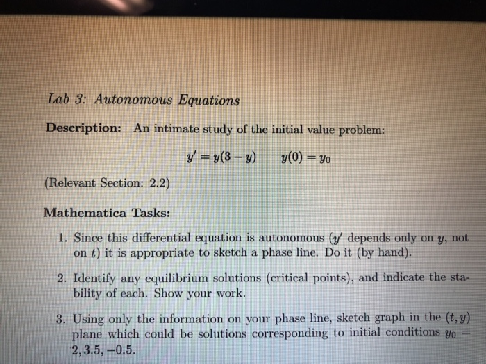 Solved Lab 3: Autonomous Equations Description: An intimate | Chegg.com