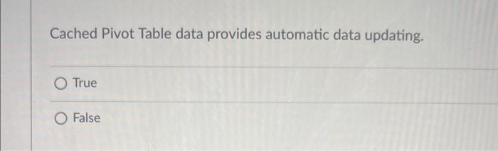 Solved Cached Pivot Table data provides automatic data | Chegg.com