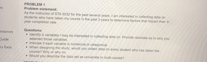 Solved PROBLEM 1 Problem statement: As the instructor of STA | Chegg.com