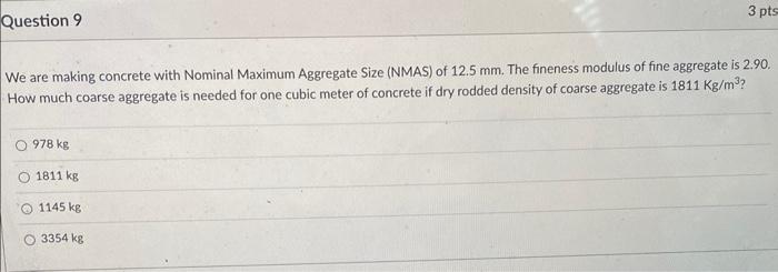 Solved We are making concrete with Nominal Maximum Aggregate | Chegg.com