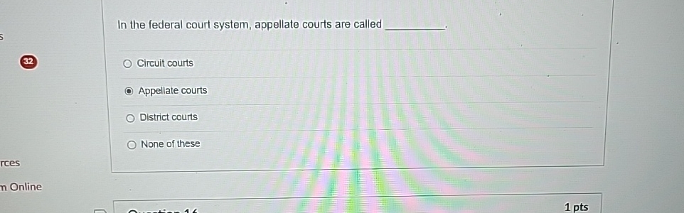 Solved In the federal court system, appellate courts are | Chegg.com