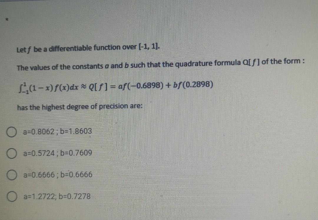 Solved Letf be a differentiable function over [-1, 1]. The | Chegg.com