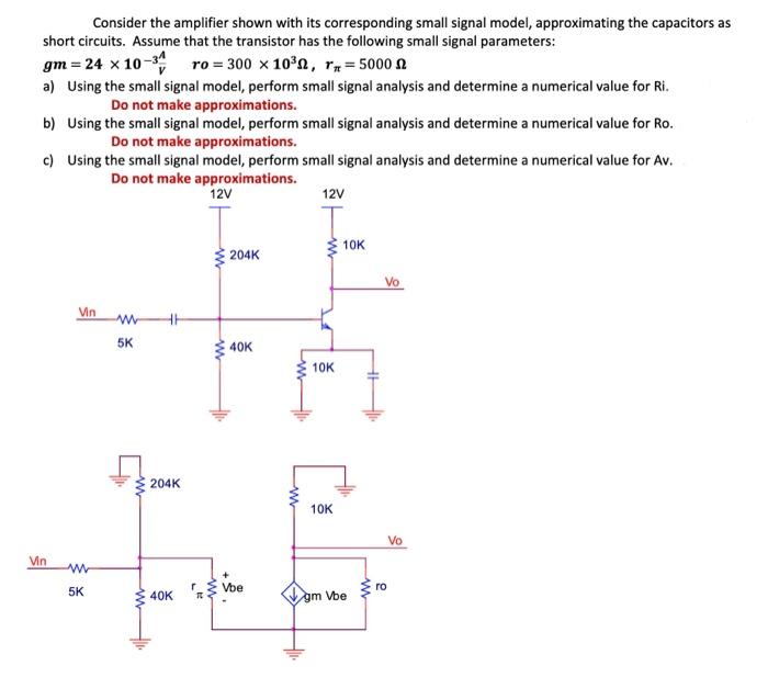 Solved Consider the amplifier shown with its corresponding | Chegg.com