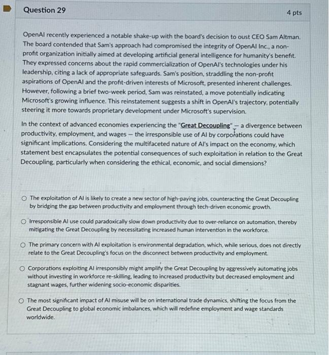 Solved OpenAl recently experienced a notable shake-up with | Chegg.com