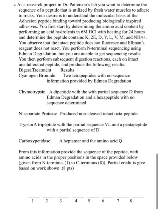 Solved 4. As a research project in Dr. Patterson's lab you | Chegg.com