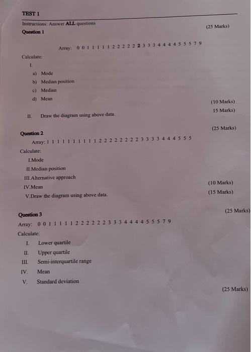 Solved TBST 1 Instructions: Answer ALL quettions Question 1 | Chegg.com