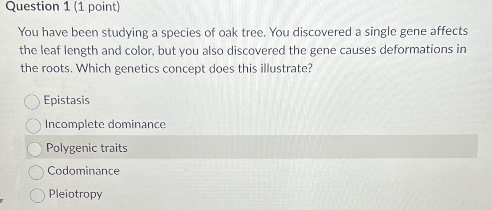 Solved Question 1 (1 ﻿point)You have been studying a species | Chegg.com