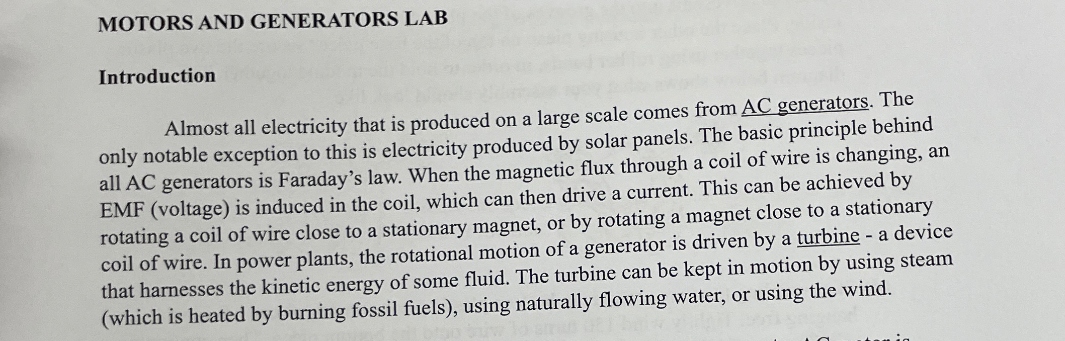 Solved MOTORS AND GENERATORS LABIntroductionAlmost all | Chegg.com