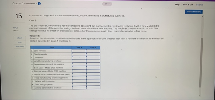 Solved Chapter 12 - Homework Help Save & Exit Submit Check | Chegg.com