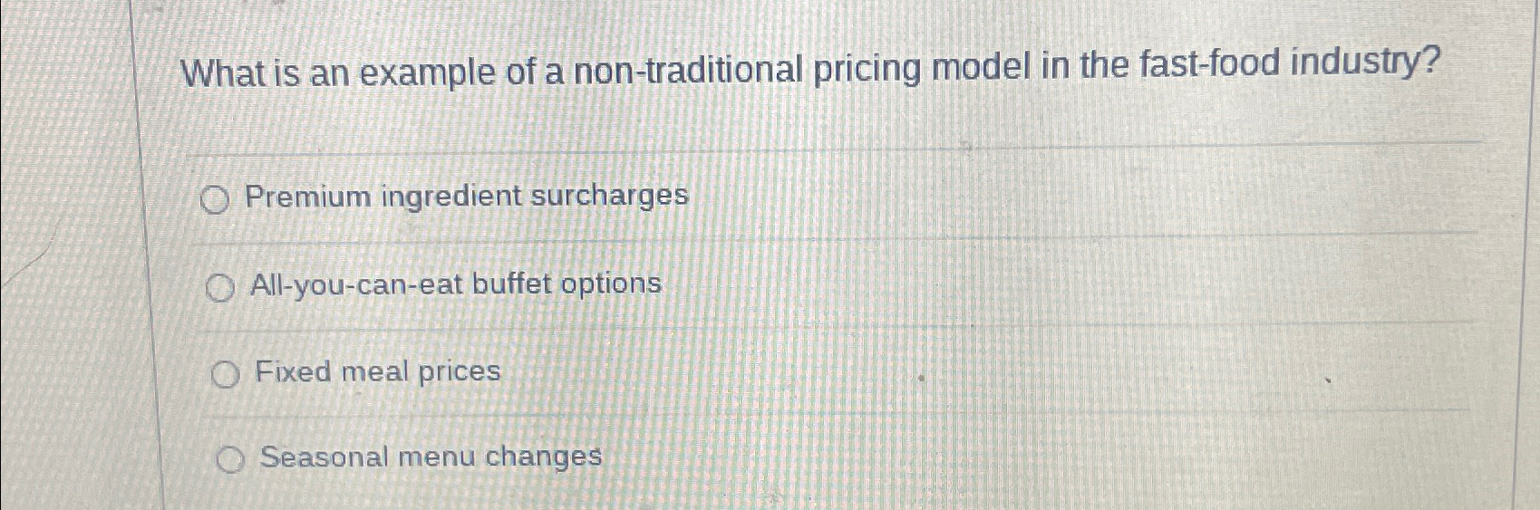 Solved What is an example of a non-traditional pricing model | Chegg.com