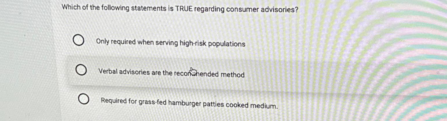 Solved Which of the following statements is TRUE regarding | Chegg.com