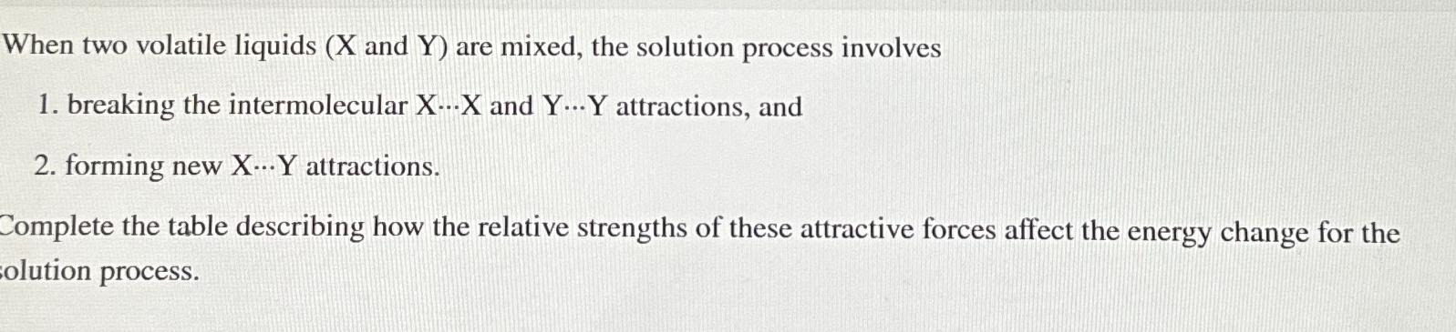 Solved When two volatile liquids ( x and Y ) are mixed, the | Chegg.com