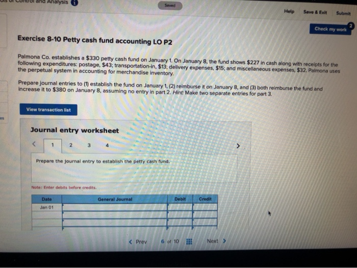 Solved Analysis Saved Help Save & Exit Submit Check my work | Chegg.com