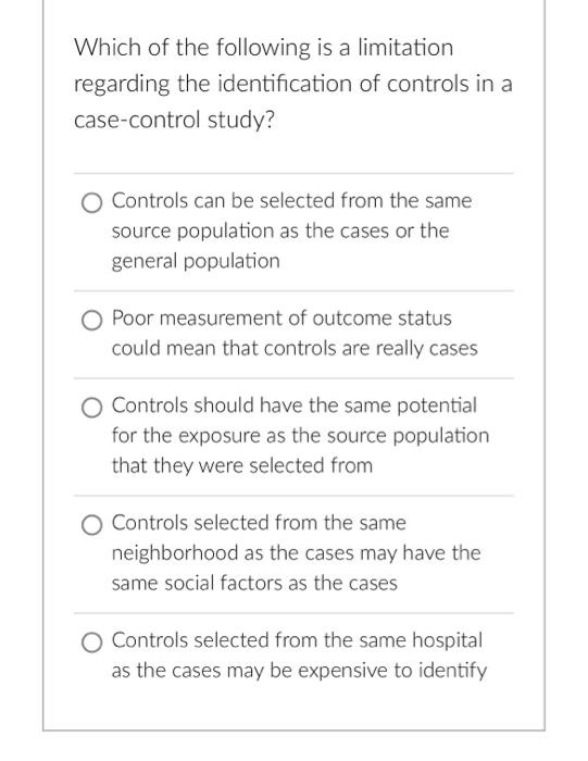 Solved Which of the following is a limitation regarding the | Chegg.com