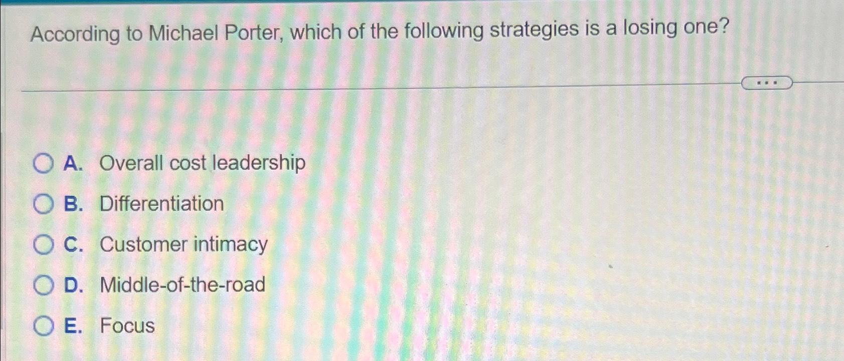Solved According to Michael Porter, which of the following | Chegg.com