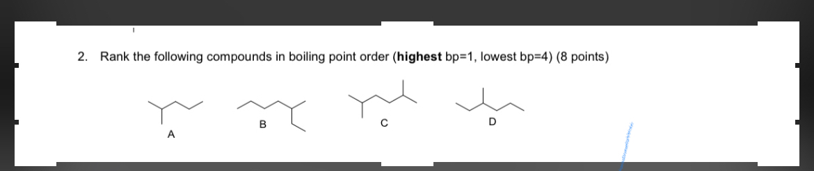 Solved Rank the following compounds in boiling point order | Chegg.com