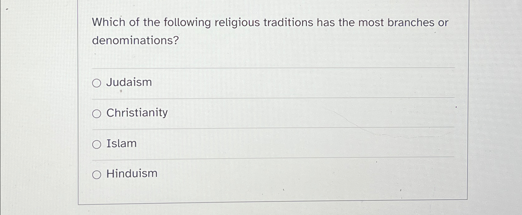 Solved Which of the following religious traditions has the | Chegg.com