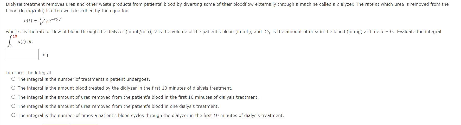 Solved Dialysis treatment removes urea and other waste | Chegg.com
