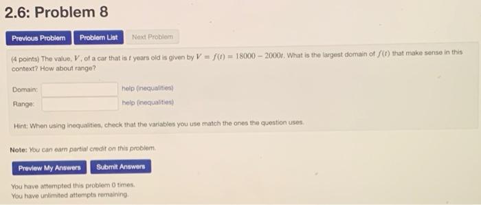 Solved 2.6: Problem 8 Previous Probler Probler List Next | Chegg.com