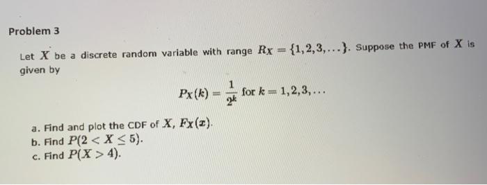 Solved Problem 3 Let X be a discrete random variable with | Chegg.com