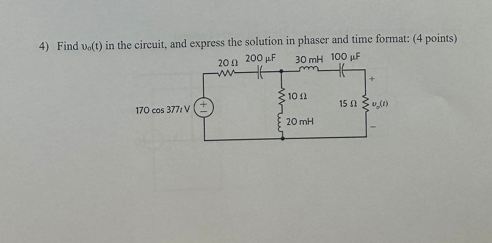 Solved Find vo(t) ﻿in the circuit, and express the solution | Chegg.com